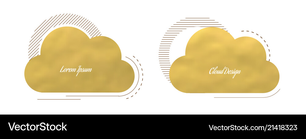 Set of creative cloud with golden foil texture Vector Image