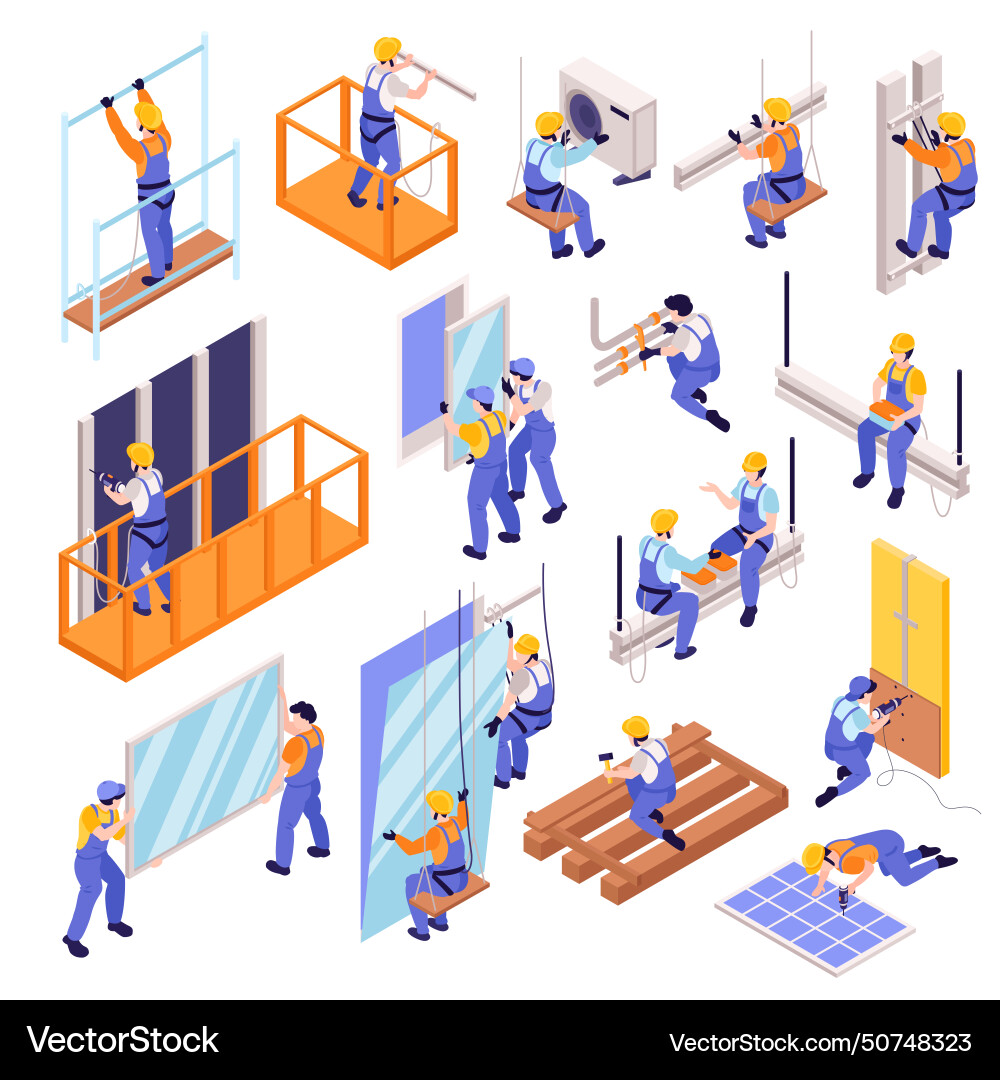 Structural ironworker icons ser Royalty Free Vector Image