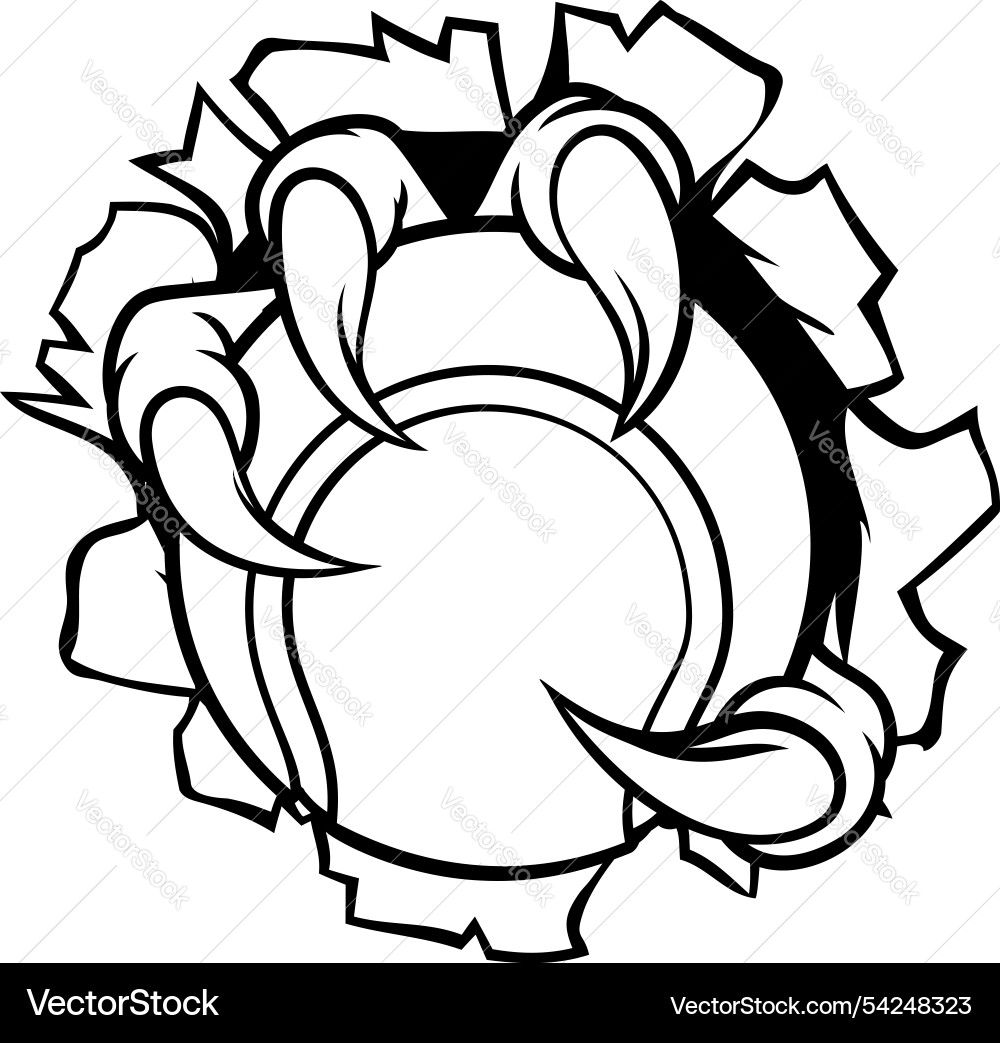 Tennis ball eagle claw talons ripping background Vector Image