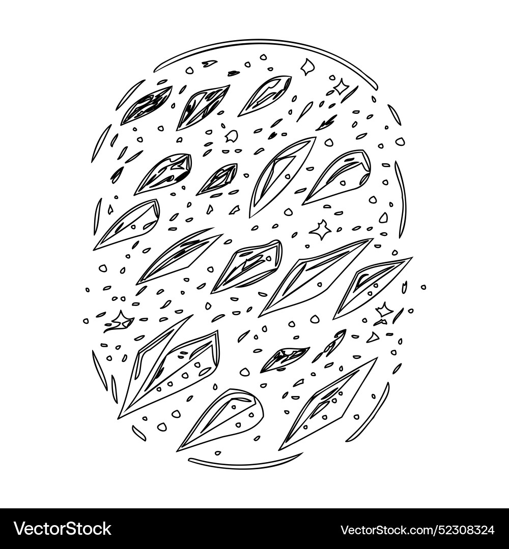 Asteroids outline sketch Royalty Free Vector Image