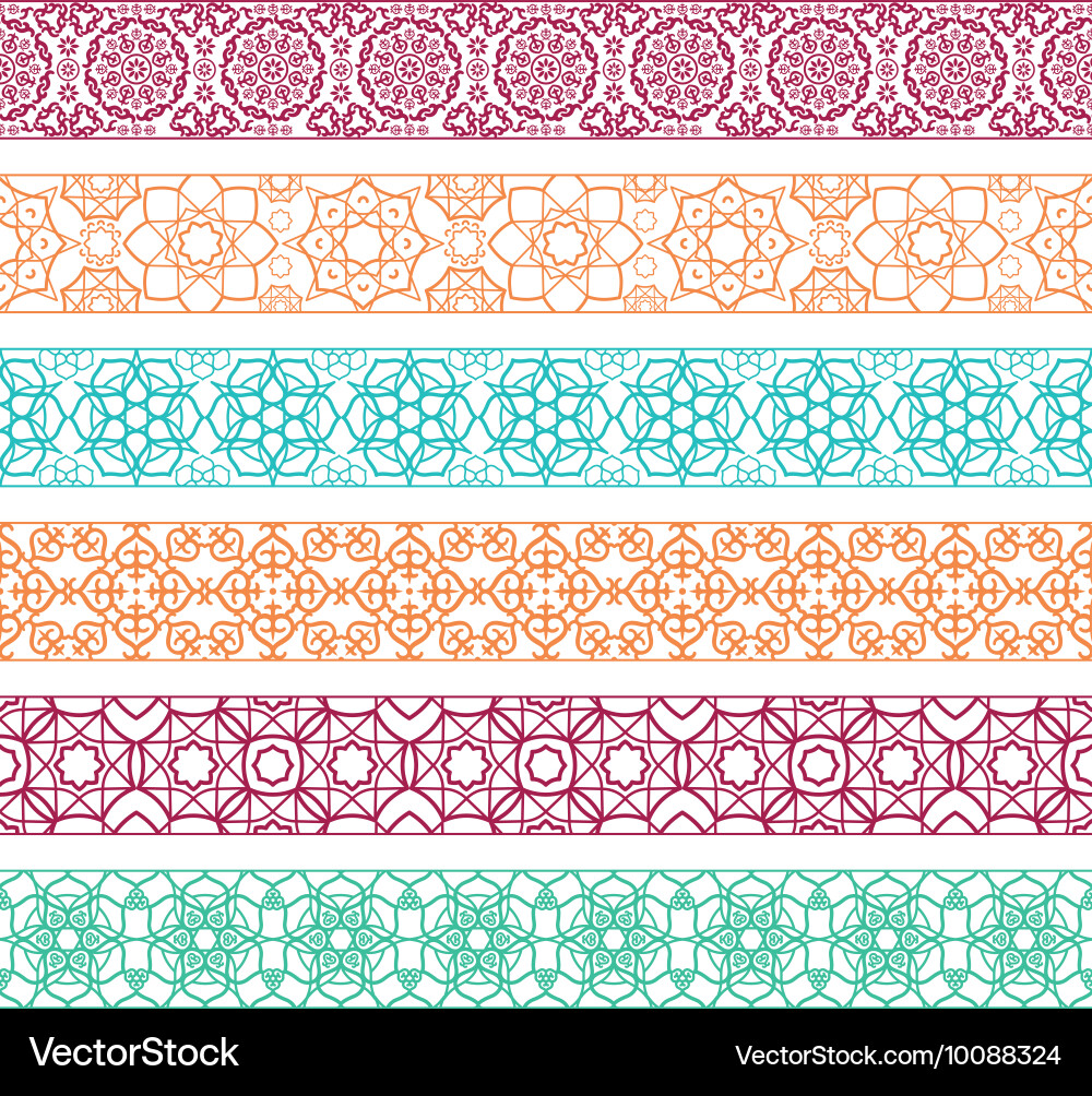 Borders with arabic pattern Royalty Free Vector Image