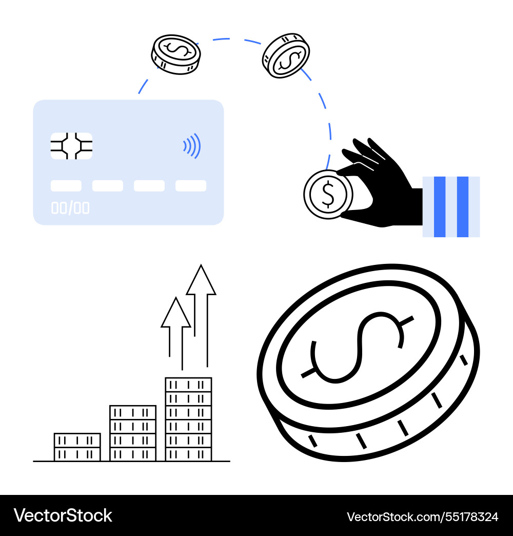 Digital payment transactions with growth chart Vector Image