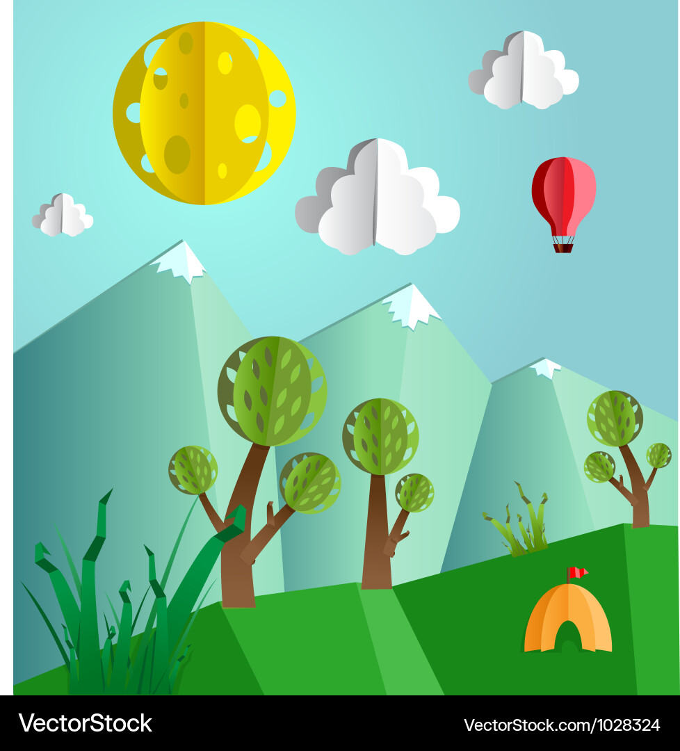 Folded Paper Landscape Scene Royalty Free Vector Image