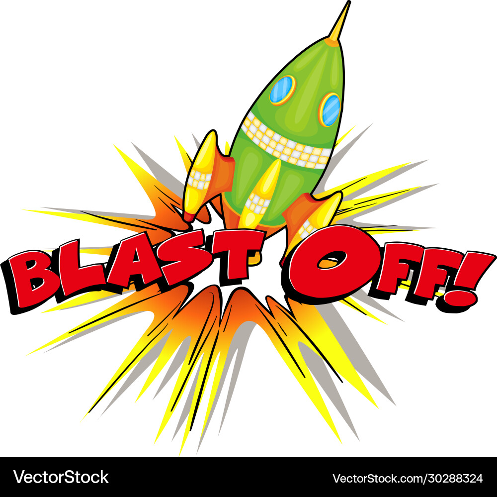 Font design for word blast off with rocket Vector Image