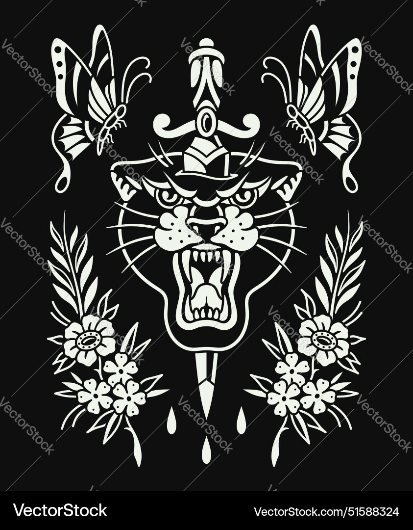 Tattoo flash design Royalty Free Vector Image - VectorStock