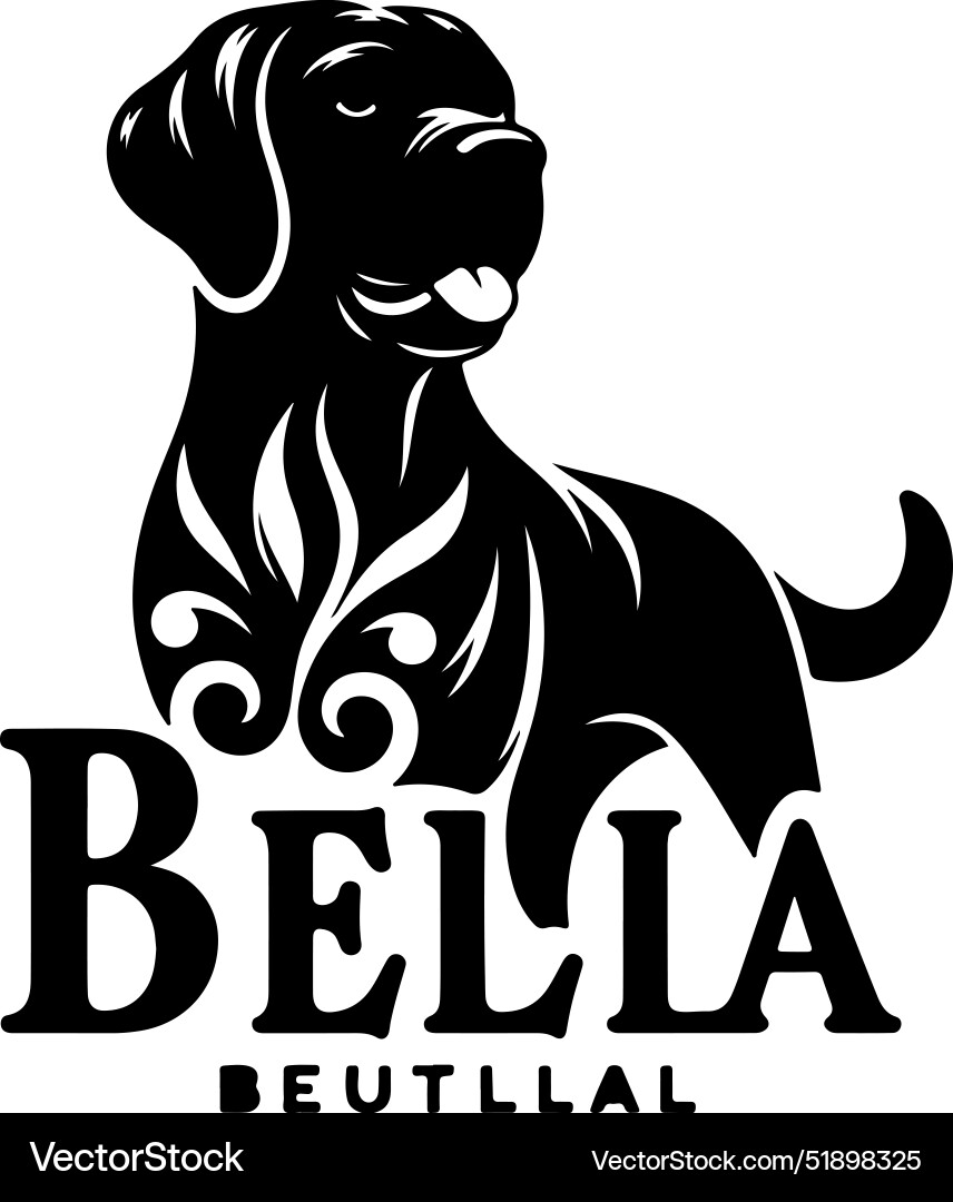 A black silhouette bella dog design Royalty Free Vector