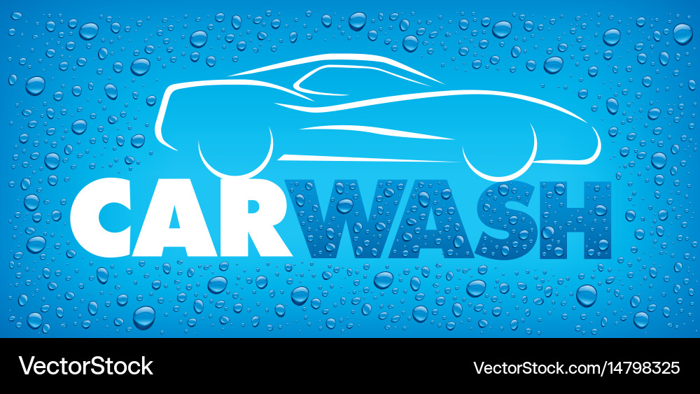 Blue background with water drop and car Royalty Free Vector