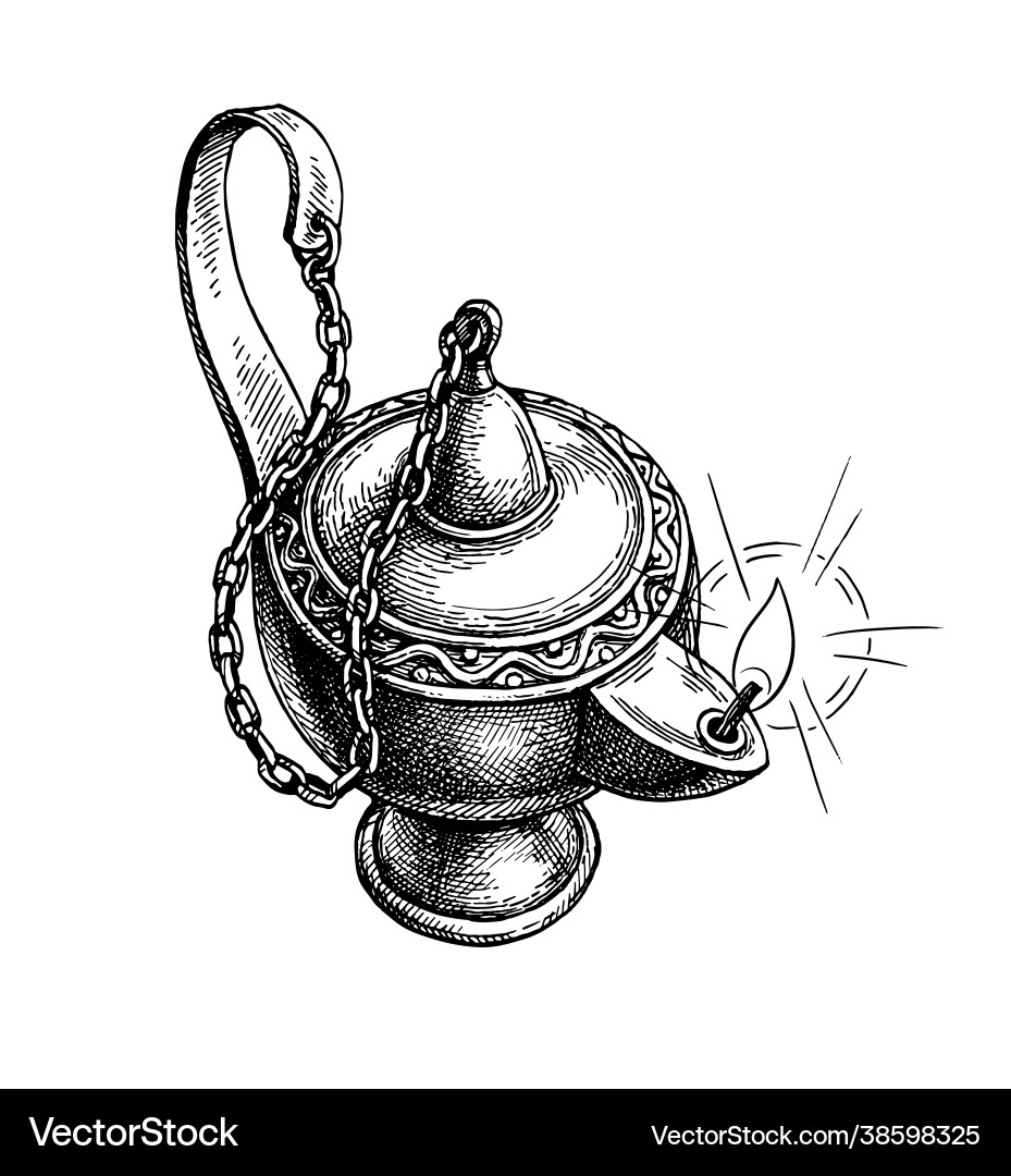 Burning oil lamp Royalty Free Vector Image - VectorStock