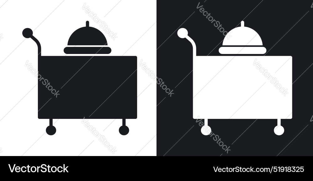 Room service icon set in solid black and white Vector Image
