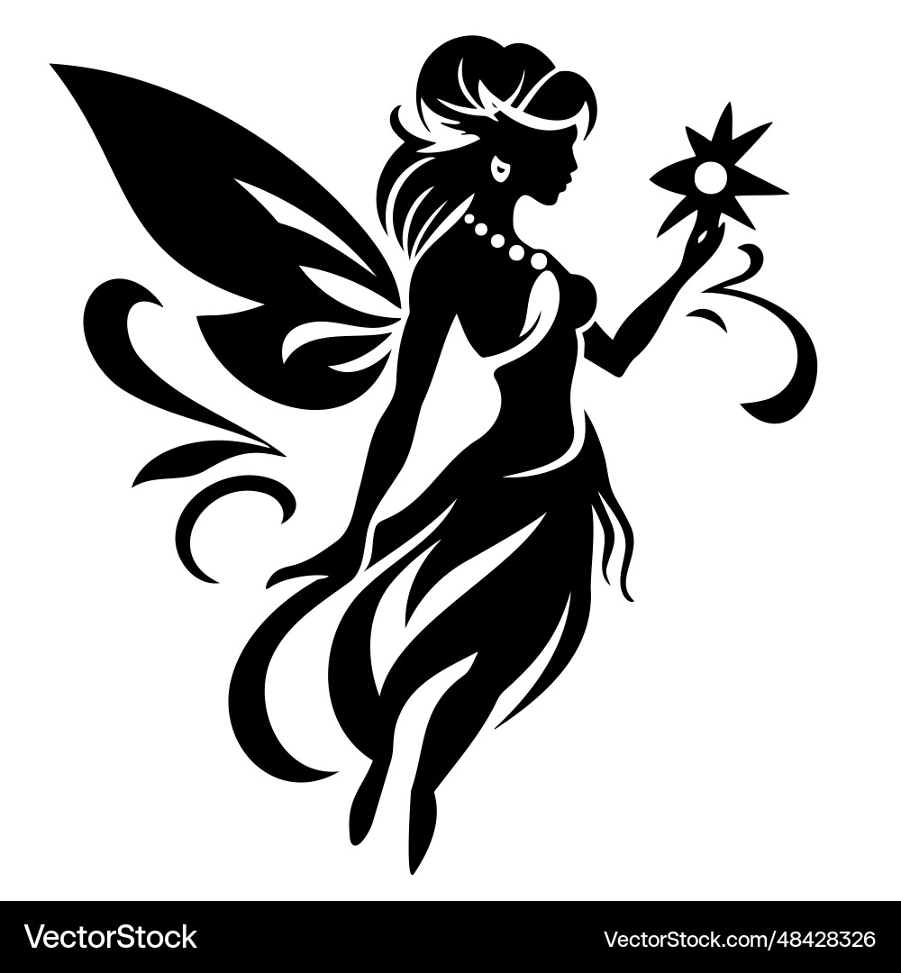 Fairy Sketches Black And White Fairy Silhouettes Stock Illustrations