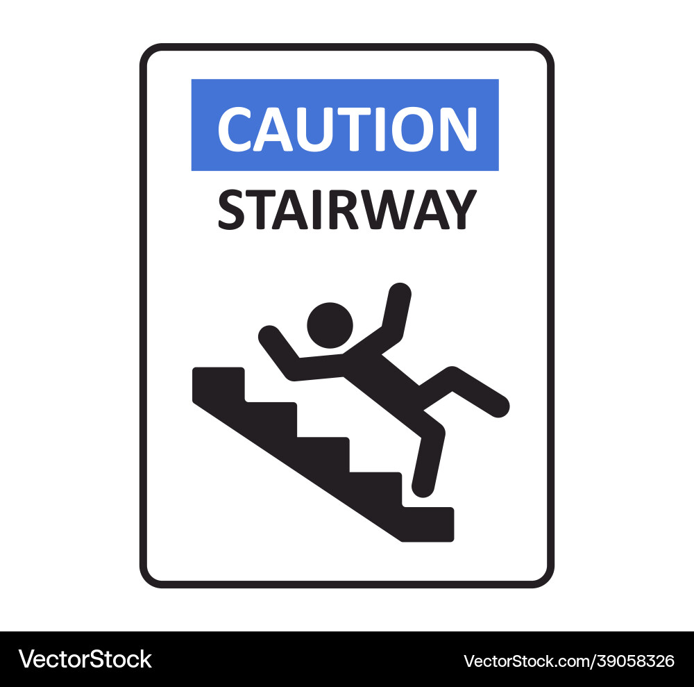 Caution stairway sign a man falling down Vector Image