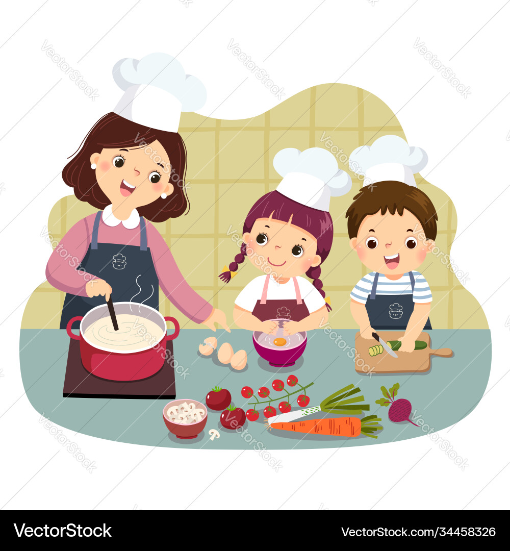 Family Cooking Together Royalty Free Vector Image