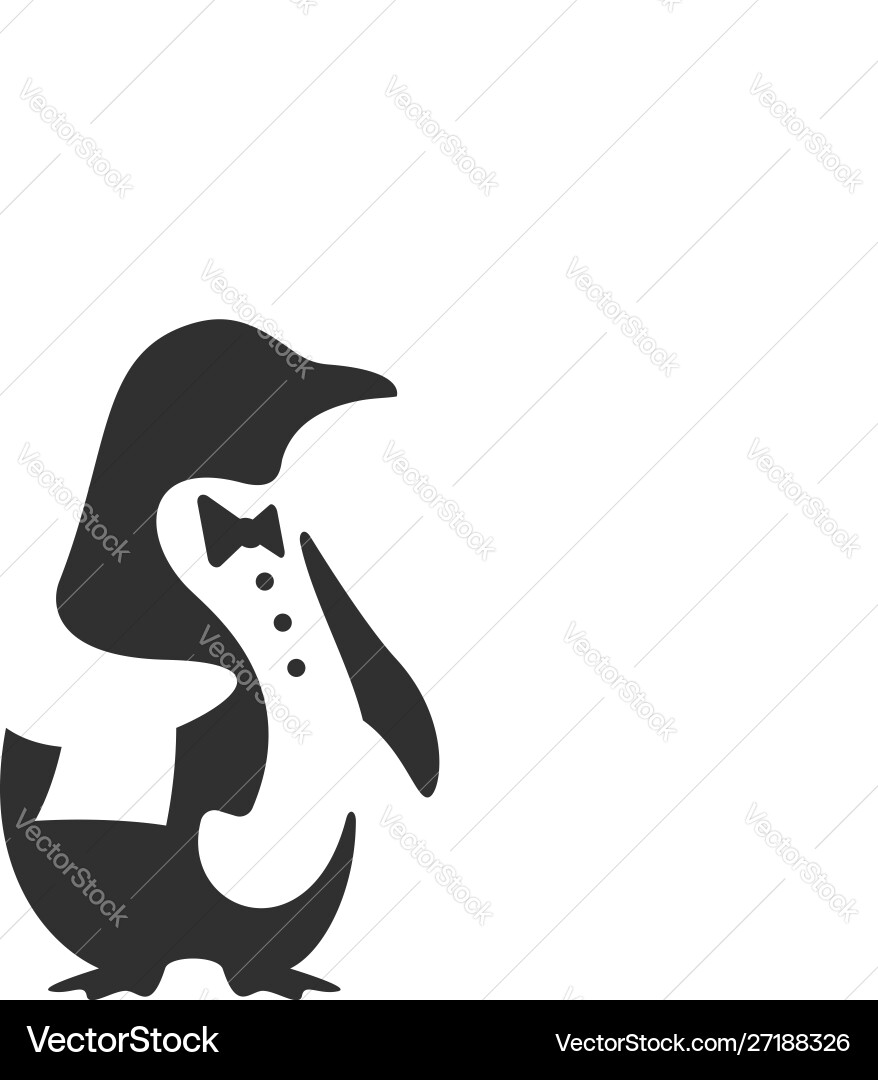 Logo design black penguin dressed as a butler Vector Image