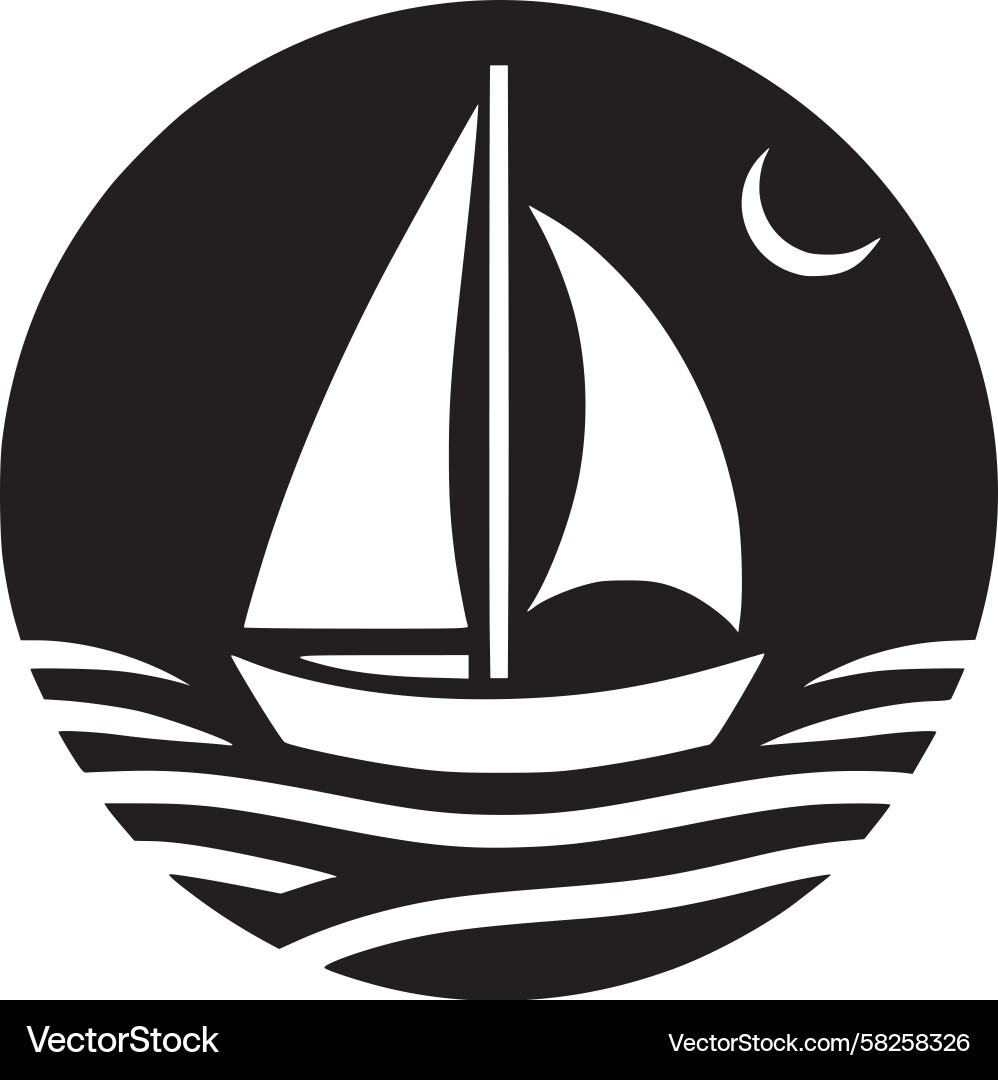 Nautical Moon Silhouette Royalty Free Vector Image