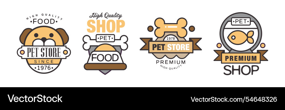 Pet shop and store logo label set Royalty Free Vector Image