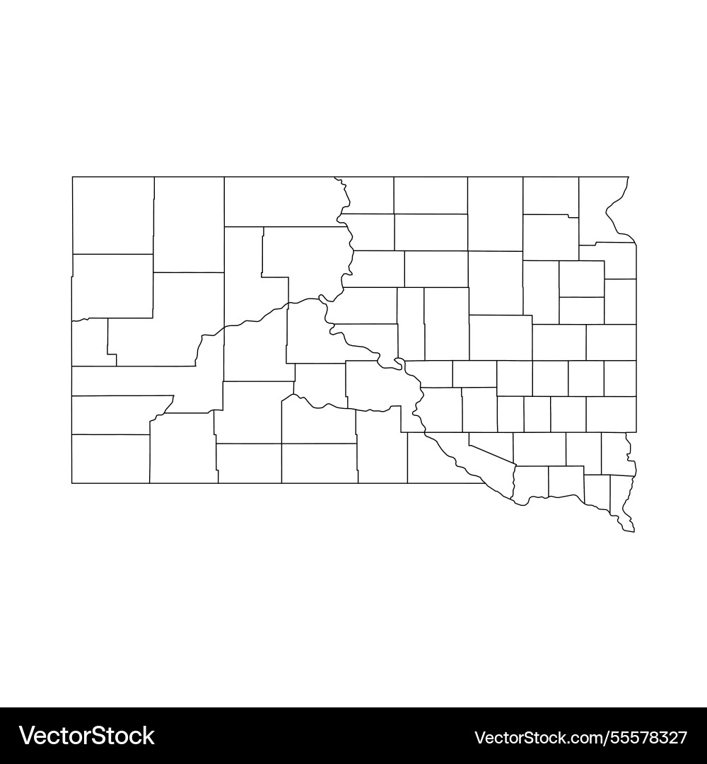 Administrative map of south dakota sd Royalty Free Vector
