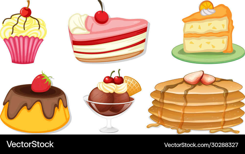 Big set different menu for desserts on white Vector Image