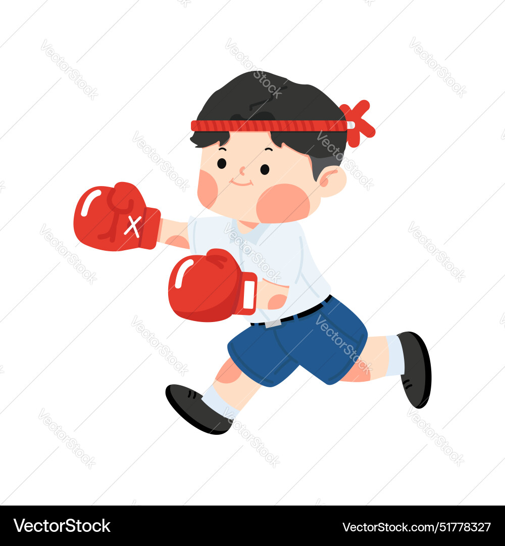 Cute boy student boxer wearing boxing gloves Vector Image