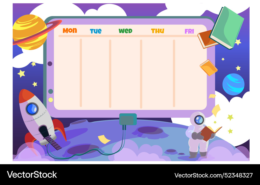 Detailed back to school timetable template Vector Image