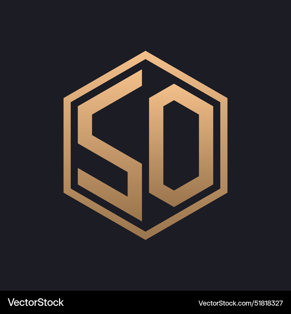 Elegant hexagon letter so logo design initial Vector Image