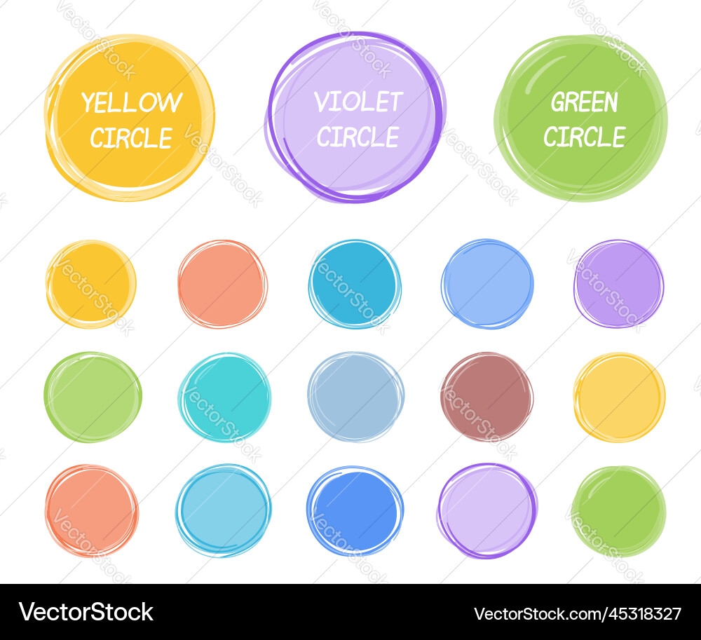 Hand drawn colored circles Royalty Free Vector Image