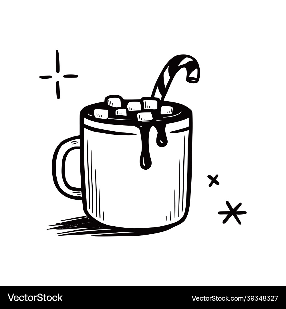 Hot winter drink cup with marshmallow Royalty Free Vector