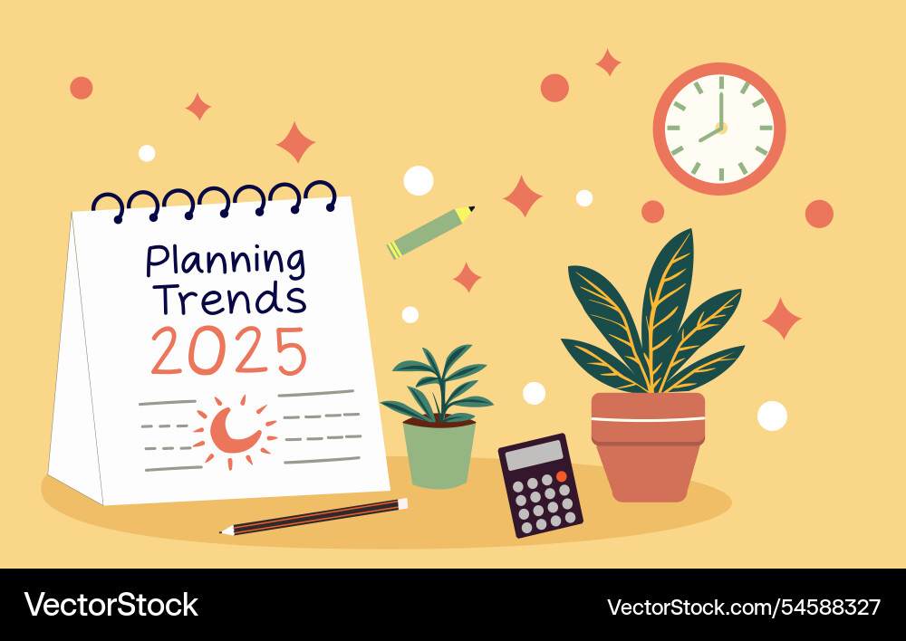 Planning 2025 trends new year symbol Royalty Free Vector