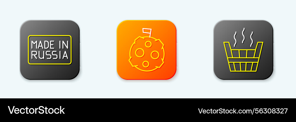 Russia Flag & Sauna Icon Set Royalty Free Vector Image
