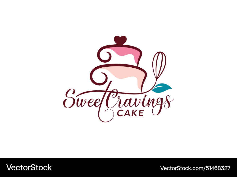 Sweet cravings cake logo with a combination Vector Image