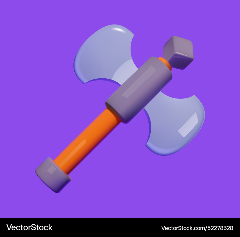 3d battle axe with wooden handle Royalty Free Vector Image
