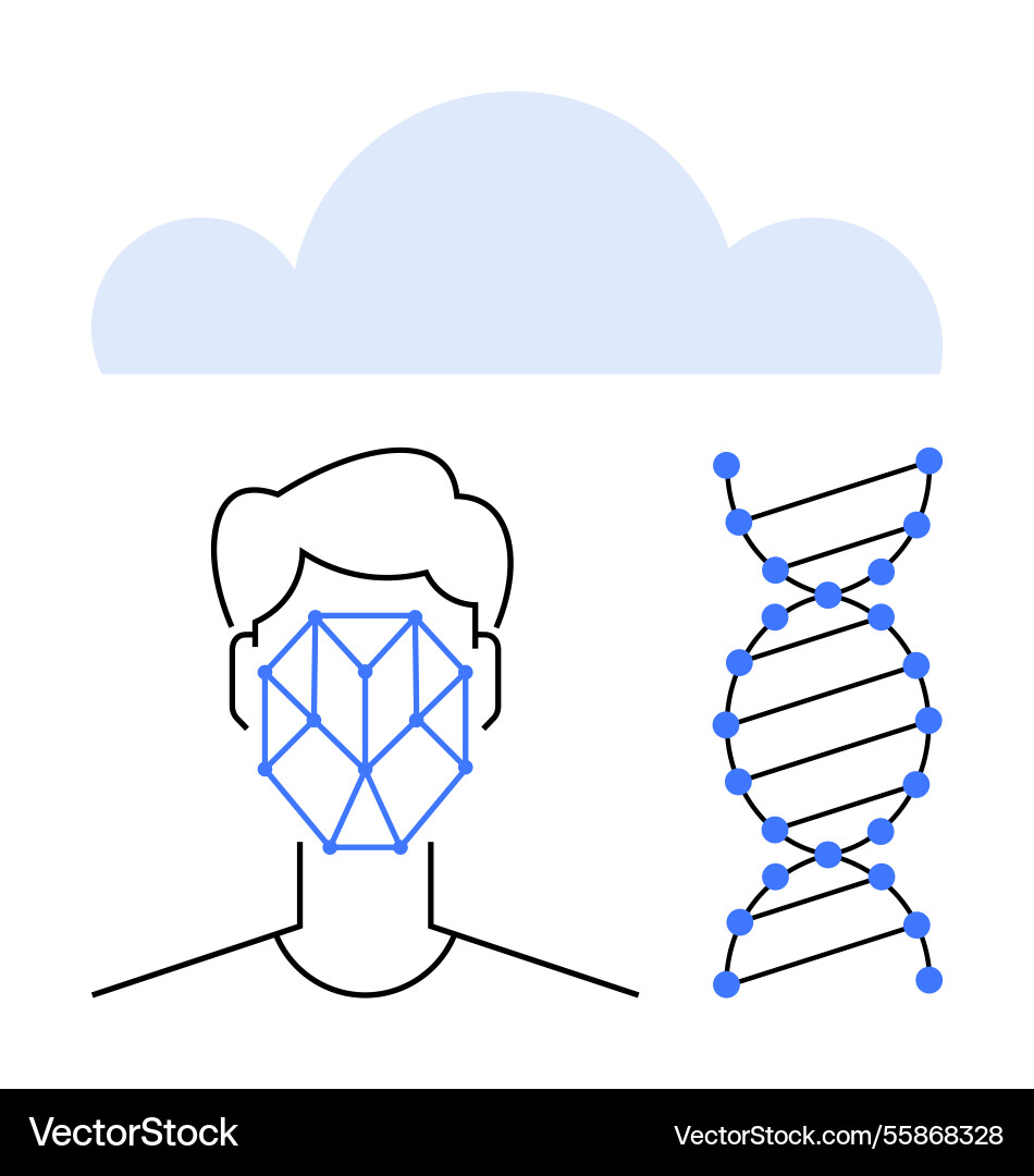 Biometric facial recognition and dna technology Vector Image