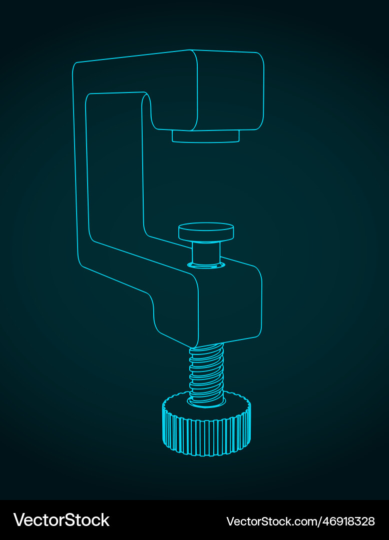C-clamp blueprint Royalty Free Vector Image - VectorStock
