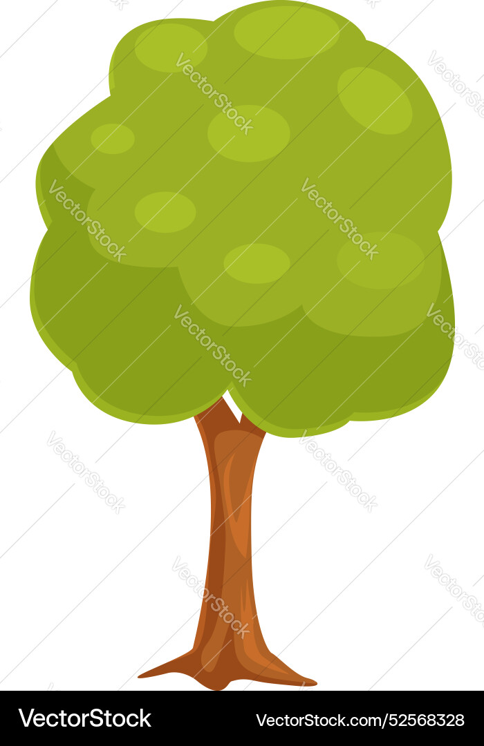 Cartoon tree standing tall with lush green foliage