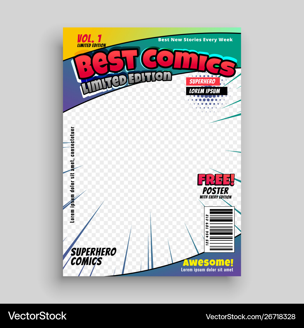 Comic Book Cover Template - Front Page Royalty Free Vector