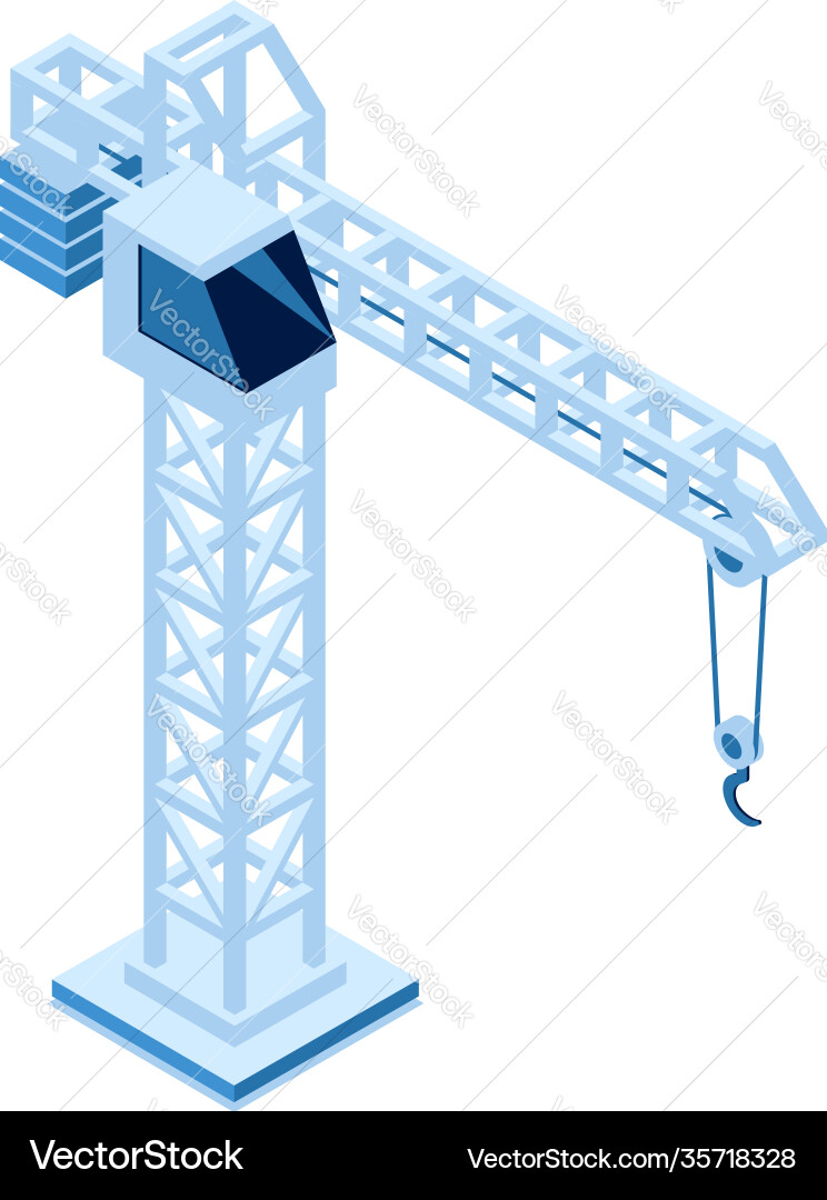 Construction crane isometric icon lifting loads Vector Image