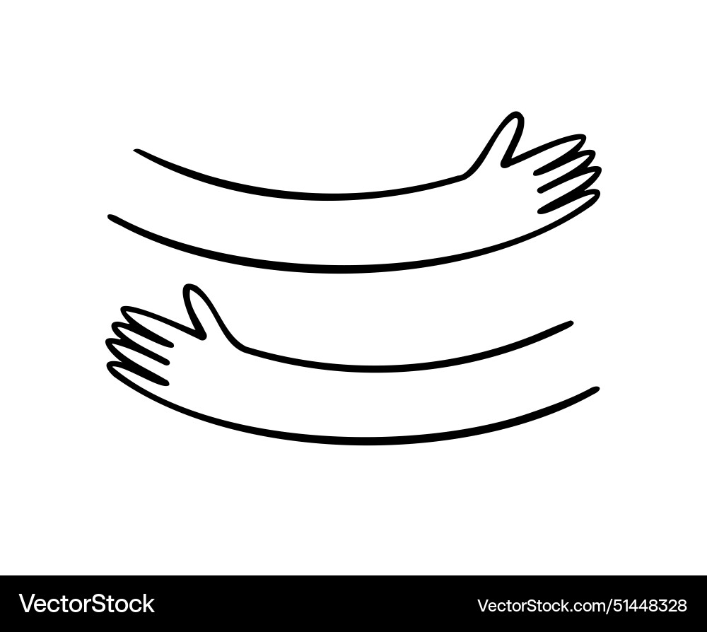 Hug hands doodle outline hand drawn logo icon sign