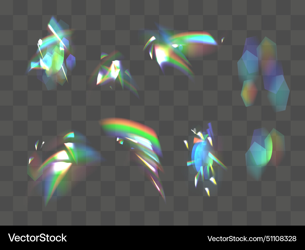 Iridescent crystal leak glare reflection effect Vector Image