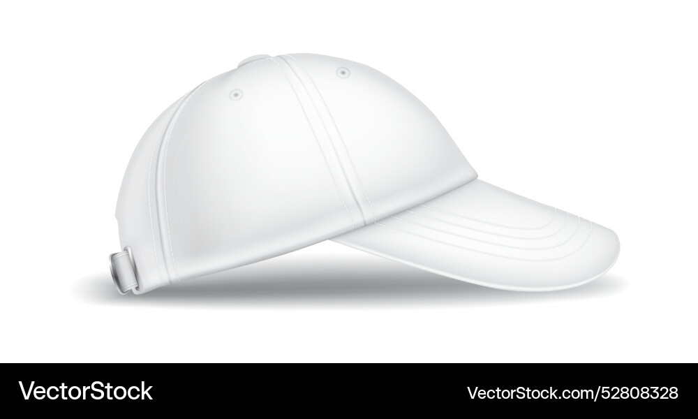 Realistic Cotton Baseball Cap - Side View Vector Image