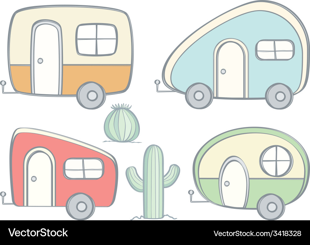 Retro campers Royalty Free Vector Image - VectorStock