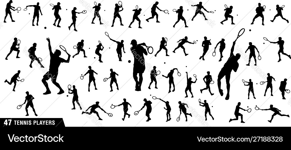 Set tennis players Royalty Free Vector Image - VectorStock