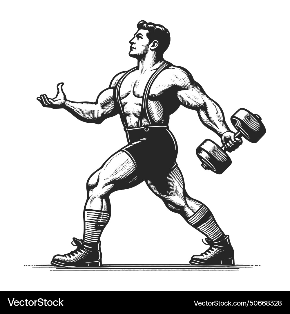 Strongman athlete with dumbbell weight Royalty Free Vector