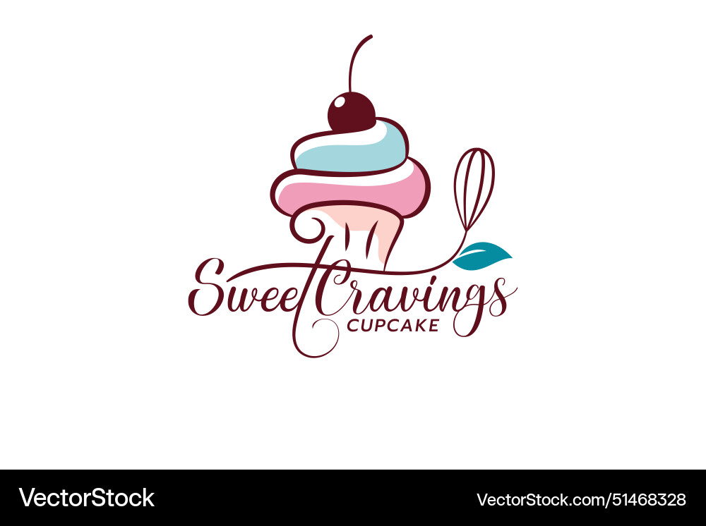 Sweet cravings cupcake logo with a combination Vector Image