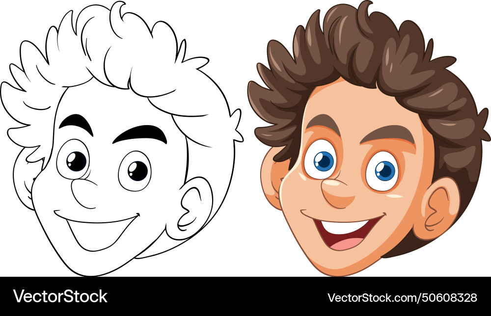Two stages of a characters face Royalty Free Vector Image