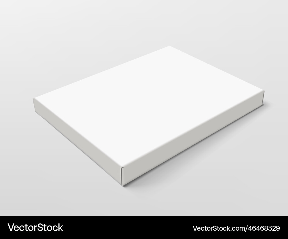 3d white flat slim box isolated Royalty Free Vector Image