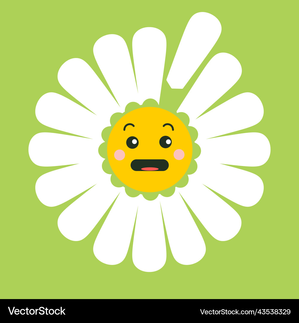 Camomile daisy flower character scared Royalty Free Vector