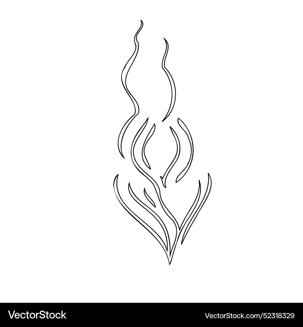 Candle flame fire heart outline sketch Royalty Free Vector