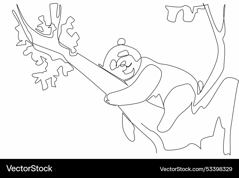 Continuous one line drawing a baby panda sleeping Vector Image