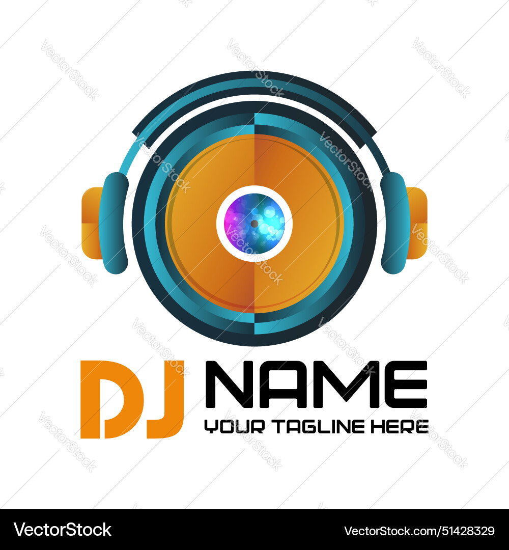 Dj logo design creative with vinyl Royalty Free Vector Image