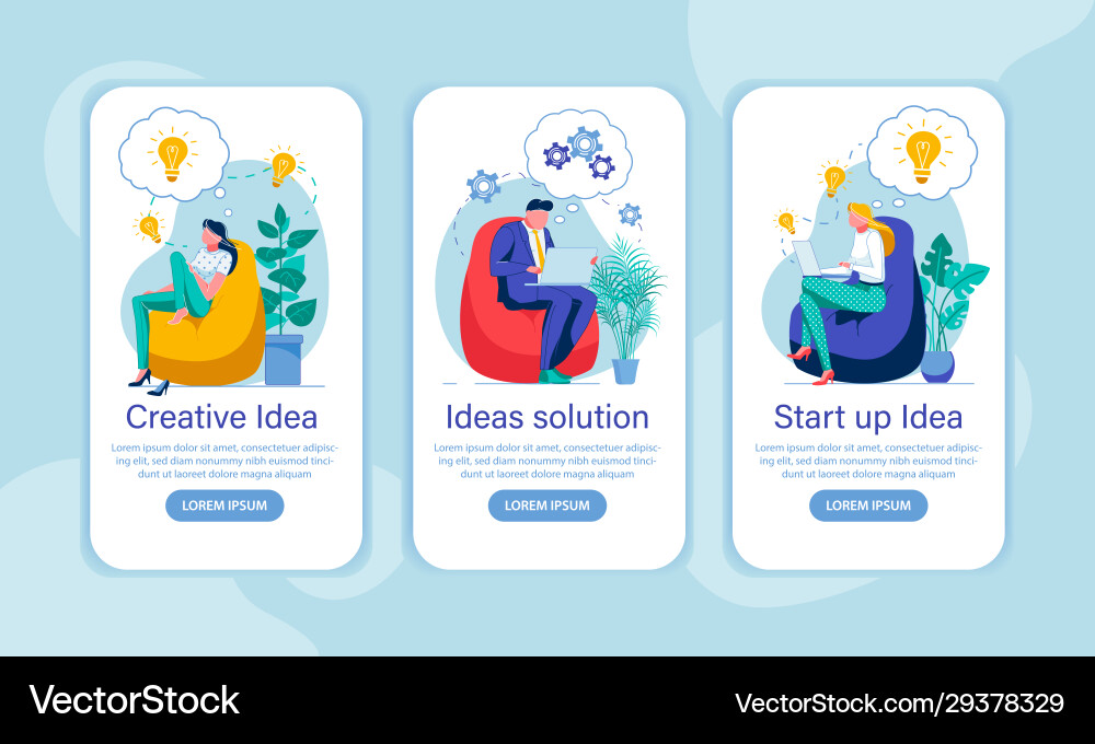 Ideas generation onboarding screen flat templates Vector Image