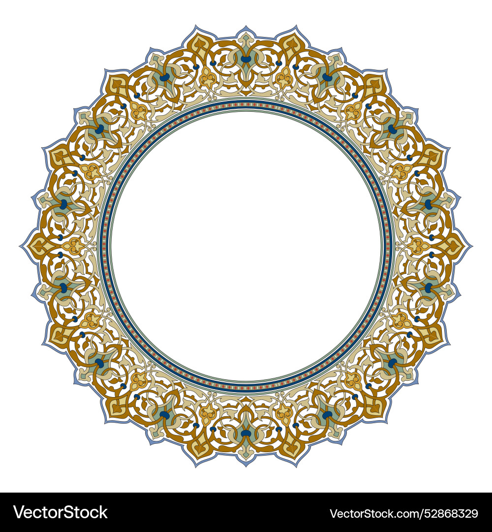 Islamic round floral frame ornament in oriental Vector Image